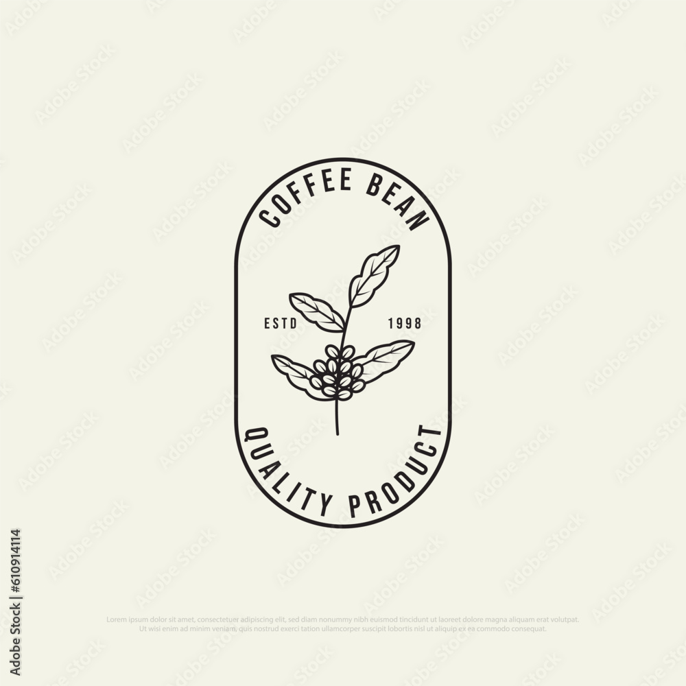 Minimalist Coffee bean logo design vector, best for quality product of ...