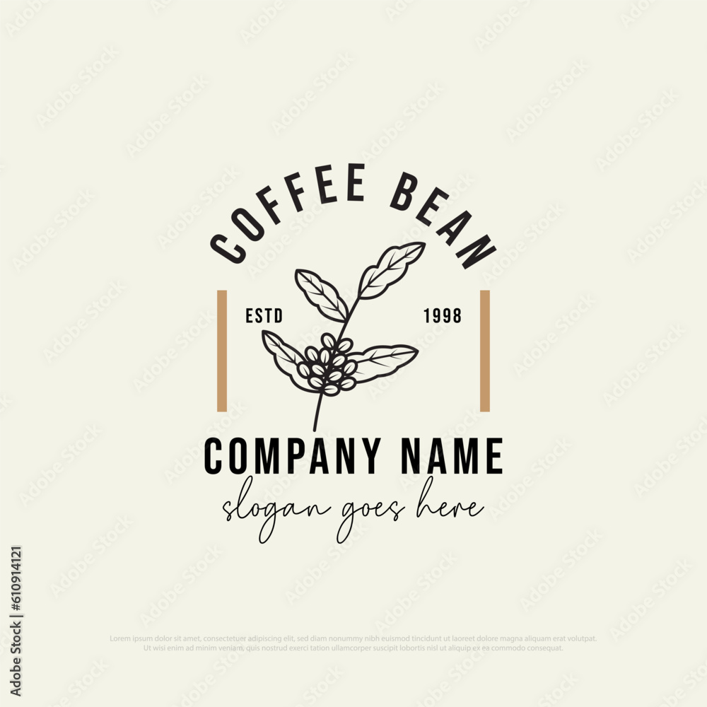 Organic Coffee bean logo design vector, Coffee shop logo design, food ...