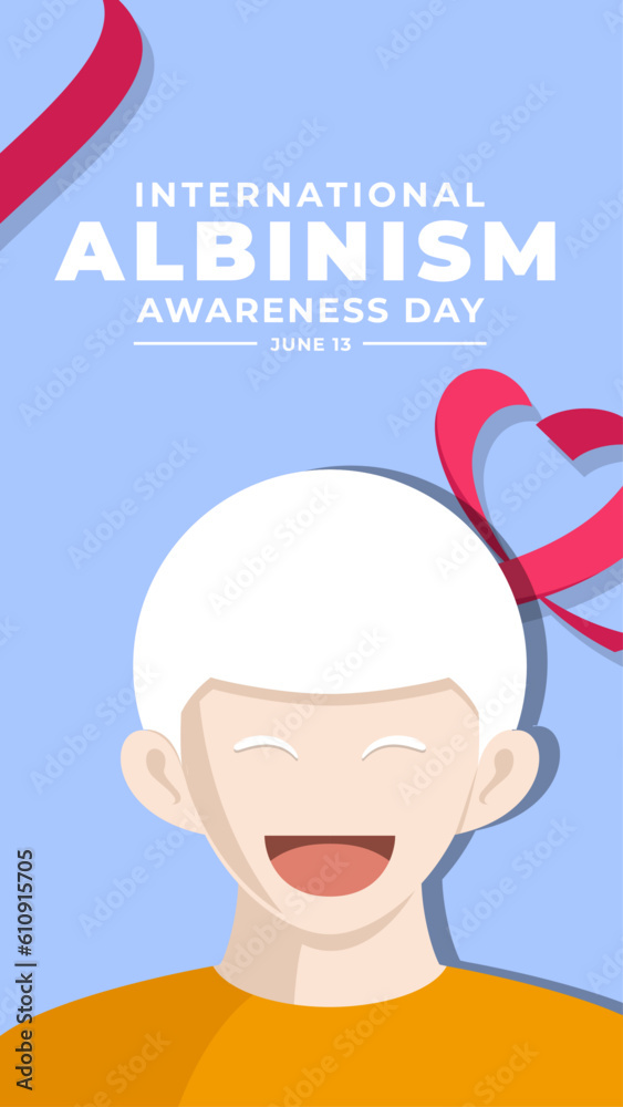 Vettoriale Stock boy character with white hair, International Albinism ...