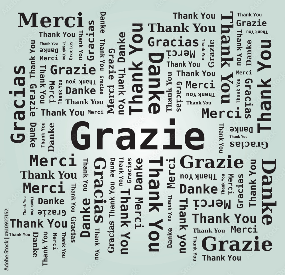 Merci - Thank You - Danke - Grazie - Gracias Nuage de Mots 5 Langues ...