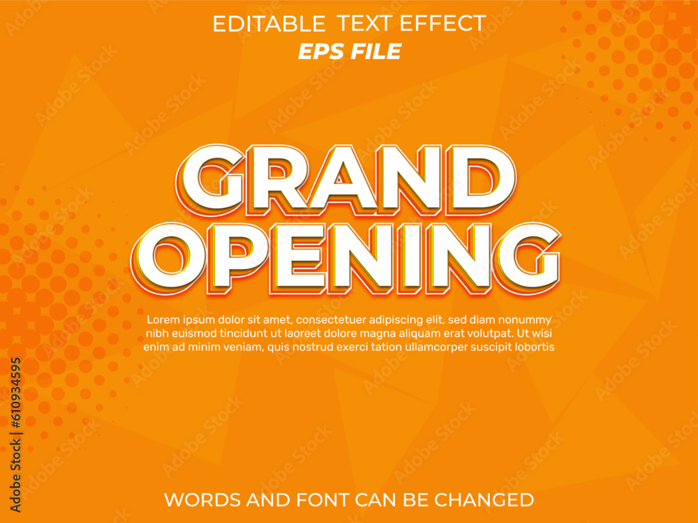 grand opening text effect, font editable, typography, 3d text. vector ...