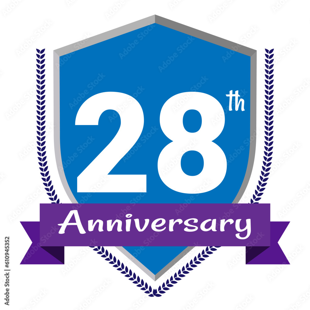 28th Anniversary. Anniversary sign collection isolated on white ...