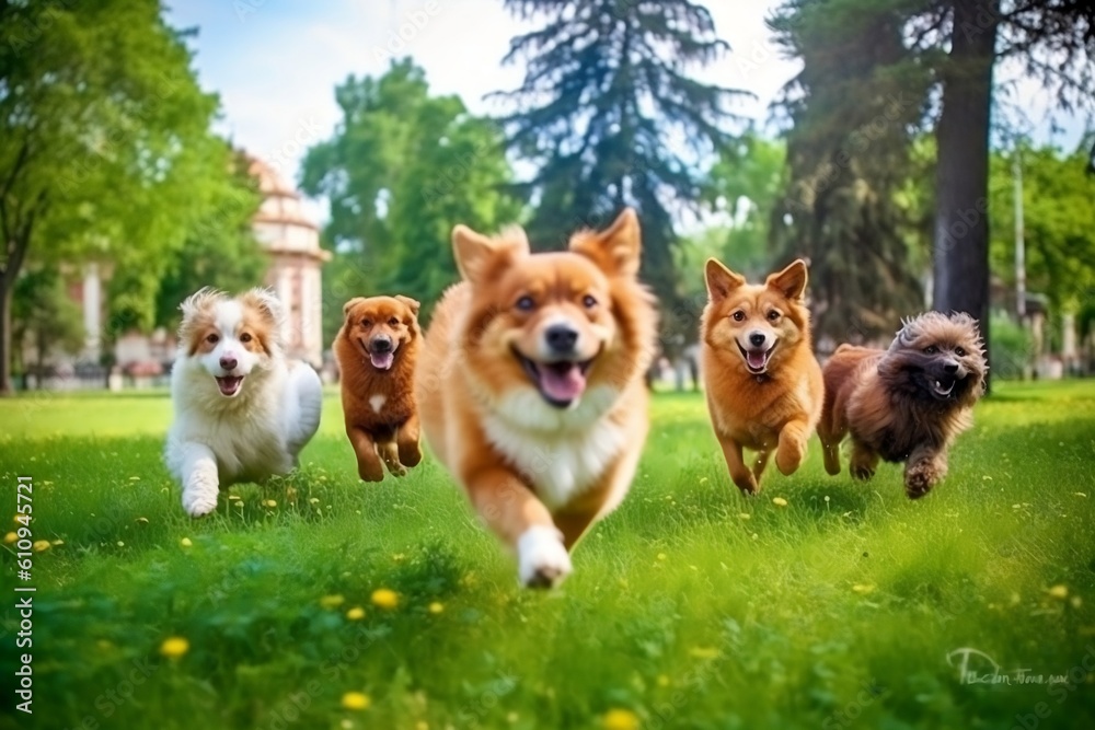 Pack Of Dogs Running