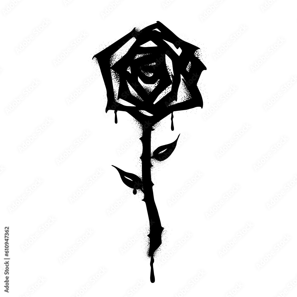 Sprayed rose graffiti . Street Art Rose Symbol monochrome. Vector ...