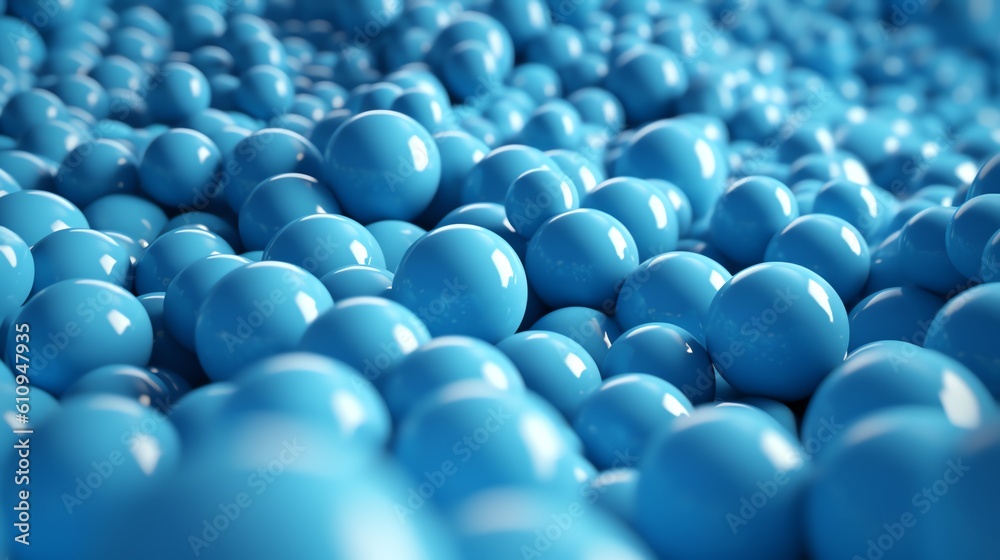 Abstract blue bouncing balls background, illustration for product presentation template, copy ...
