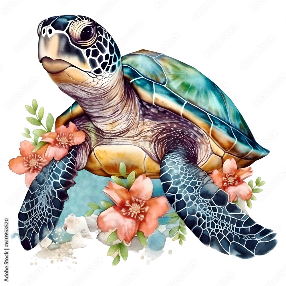 Sea turtle watercolor clipart, isolated, transparent background ...
