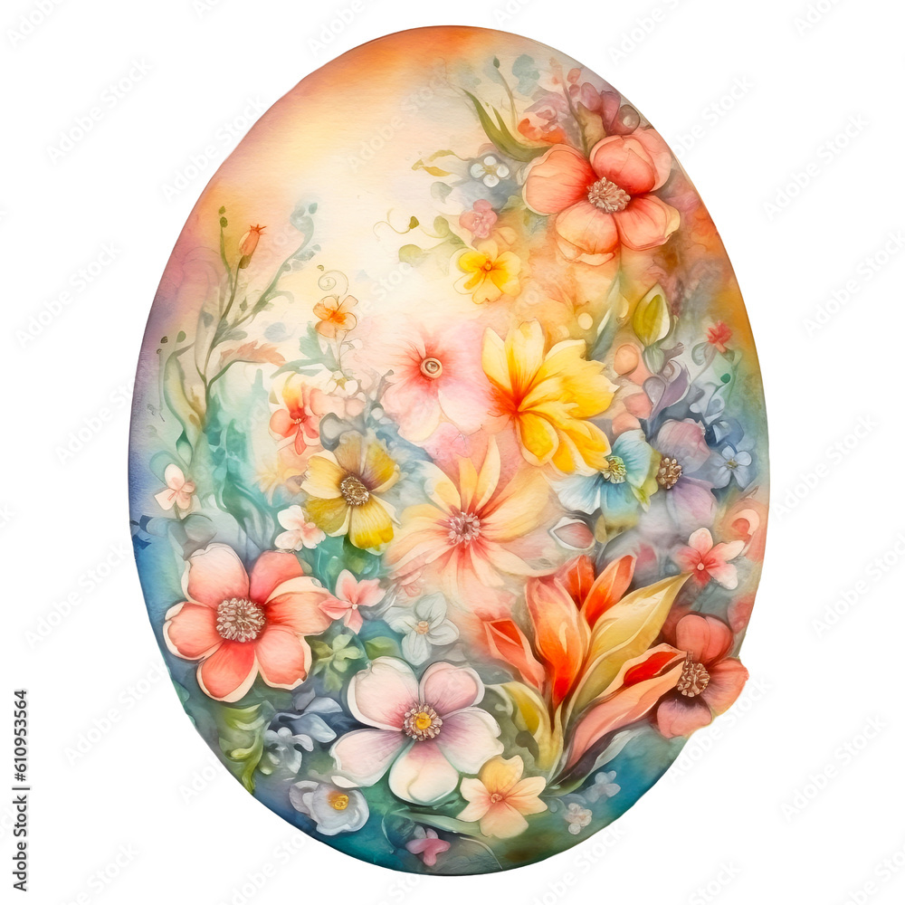 Floral easter egg watercolor clipart, isolated, transparent background ...