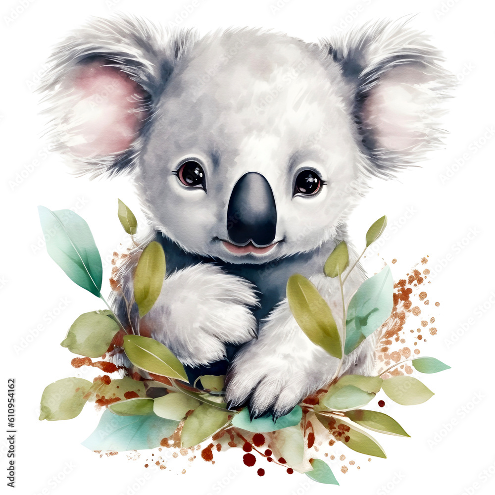 Koala watercolor clipart, isolated, transparent background, created ...