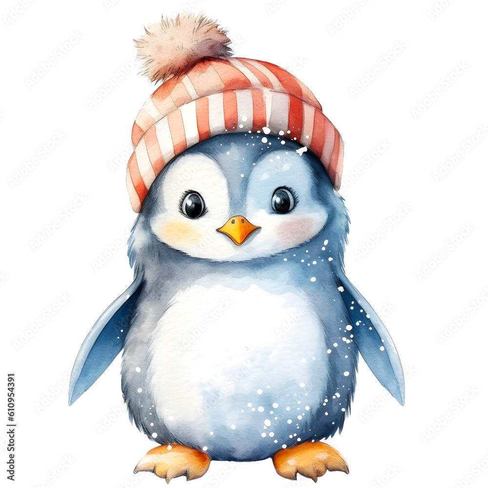 Penguin watercolor clipart, isolated, transparent background, created ...