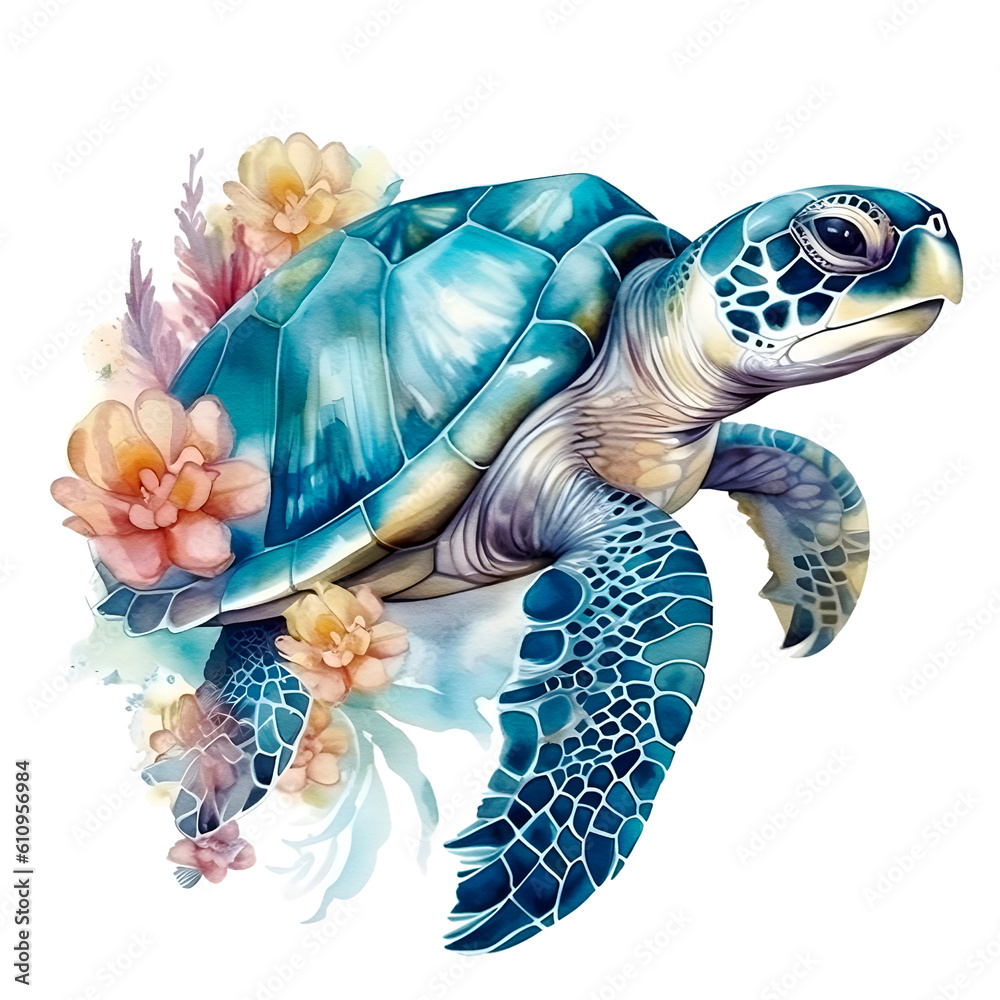 Sea turtle watercolor clipart, isolated, transparent background ...