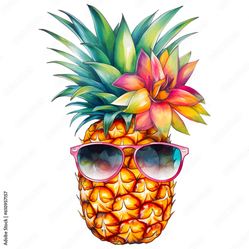 Pineapple watercolor clipart, isolated, transparent background, created ...