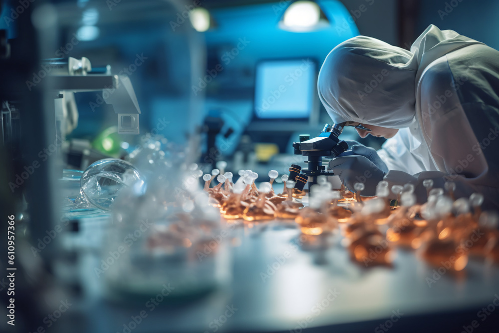 Scientists working in a state-of-the-art laboratory conducting research ...