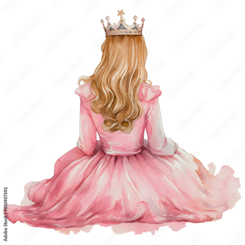 Princess watercolor clipart, isolated, transparent background, created ...
