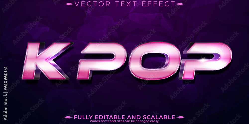 K pop text effect, editable korean and music text style Stock Vector ...