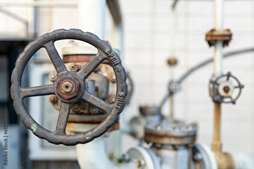 Butterfly valve is damaged by rust. Valve is used in industrial work ...