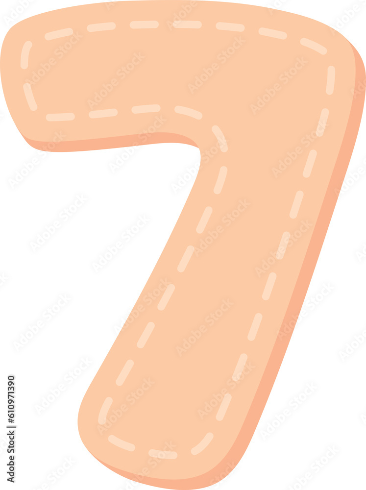 Cute pastel stitched number cartoon illustration for kids. Orange ...