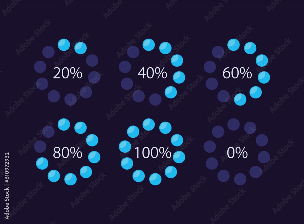 Circle dot infographic chart design template set for dark theme ...