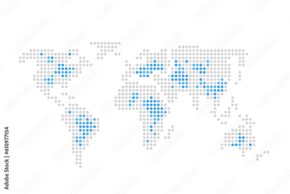 Map infographic chart design element. Population density. Dots ...