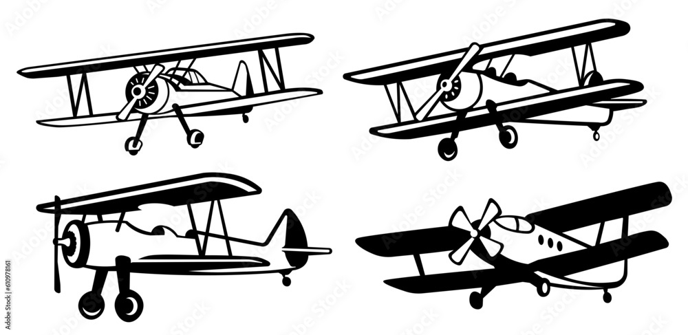 Vetor de Biplane SVG, Airplane SVG bundle, Plane SVG, Fighter Airplane ...