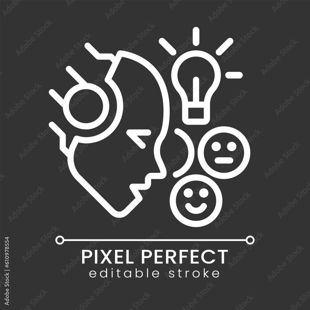 AI understands emotions pixel perfect white linear icon for dark theme ...