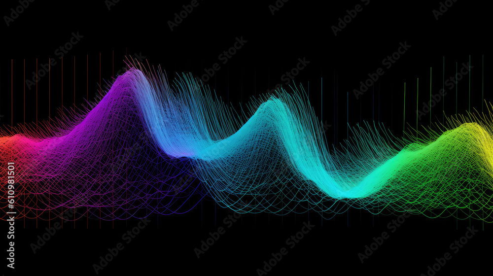 rainbow sounds waves frequency chart - by generative ai Stock ...