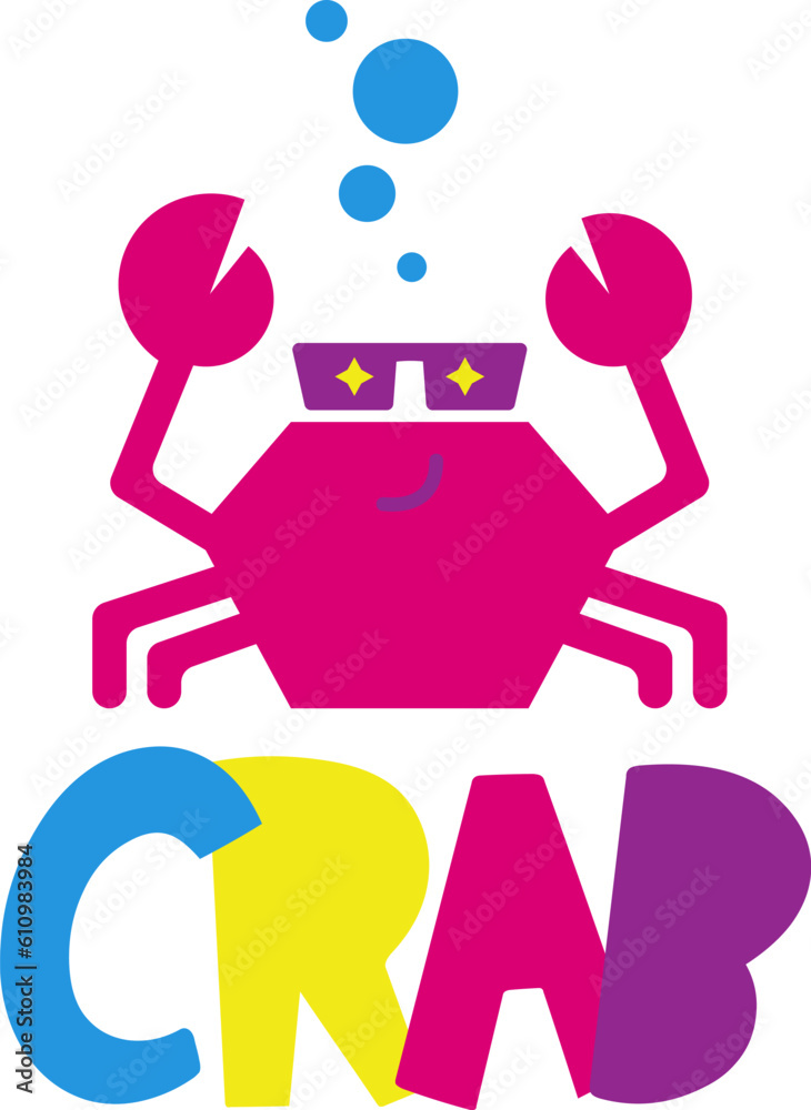 Cartoon crab with crab lettering Stock Vector | Adobe Stock