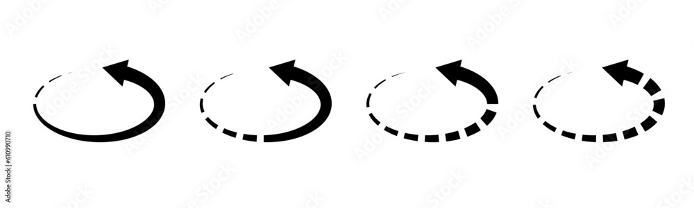 Circle arrows icon set. Rotating, refresh, reload, arrows signs ...