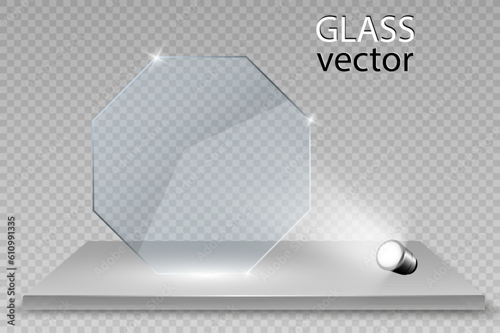 Vector glass banners on transparent background.Empty transparent glass ...