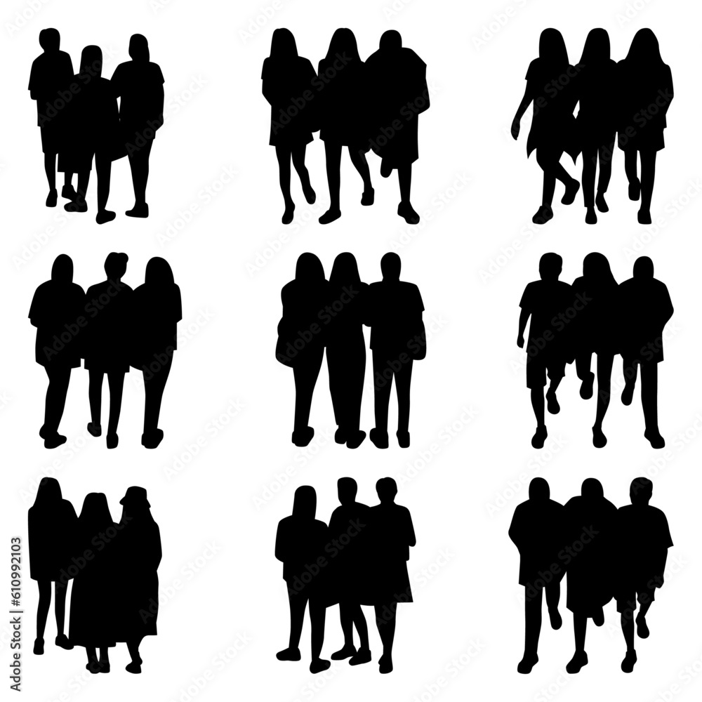 Vector Collection Set of Socialite People Silhouettes Stock Vector ...