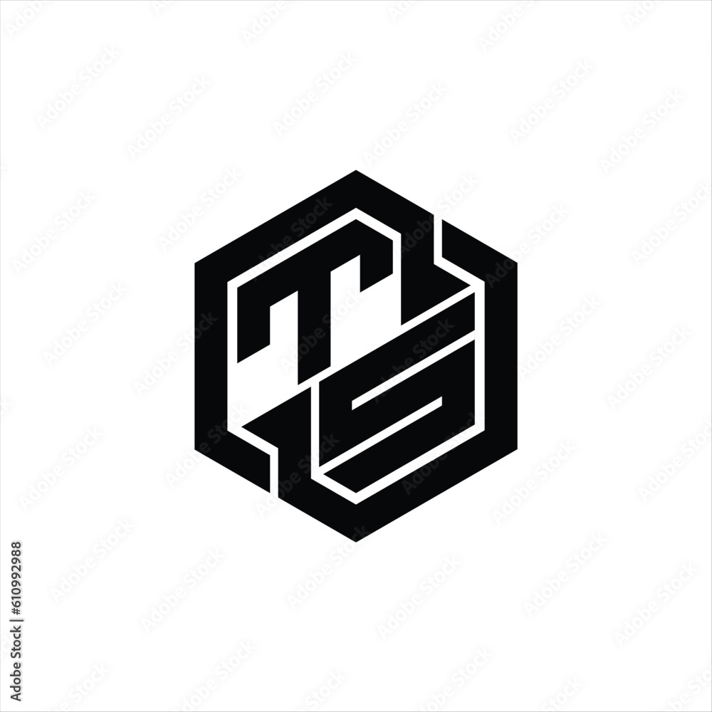 TS Logo monogram gaming hexagon geometric shape design template Stock ...