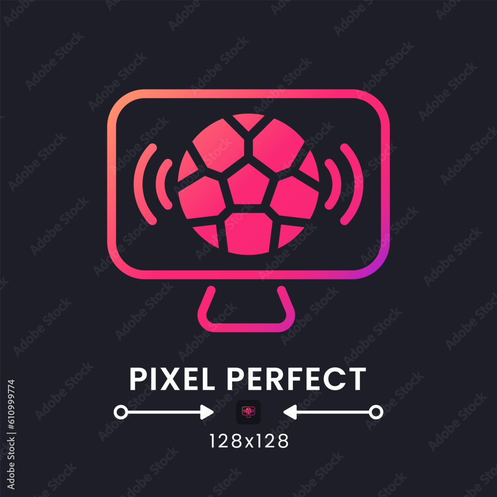 Sports streaming pink solid gradient desktop icon on black. Television ...