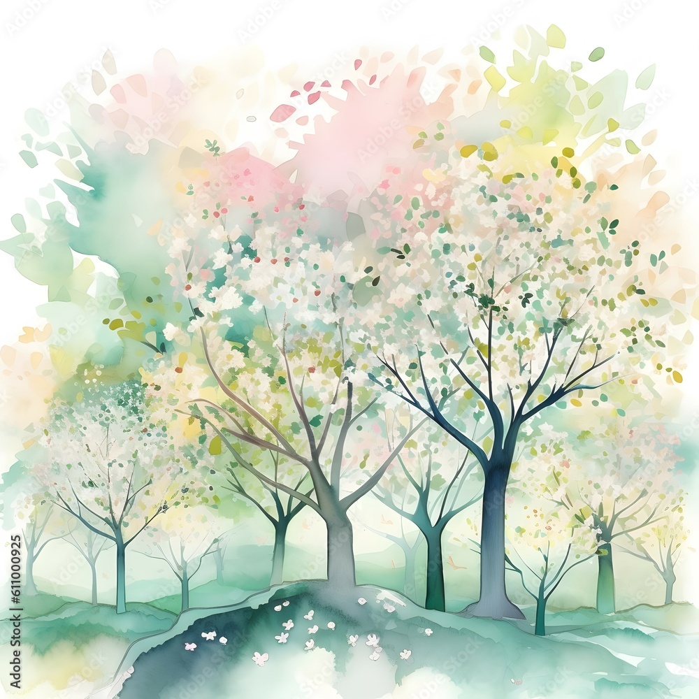 Vector illustration of Sparkling Spring, watercolour masterpiece, Minty ...