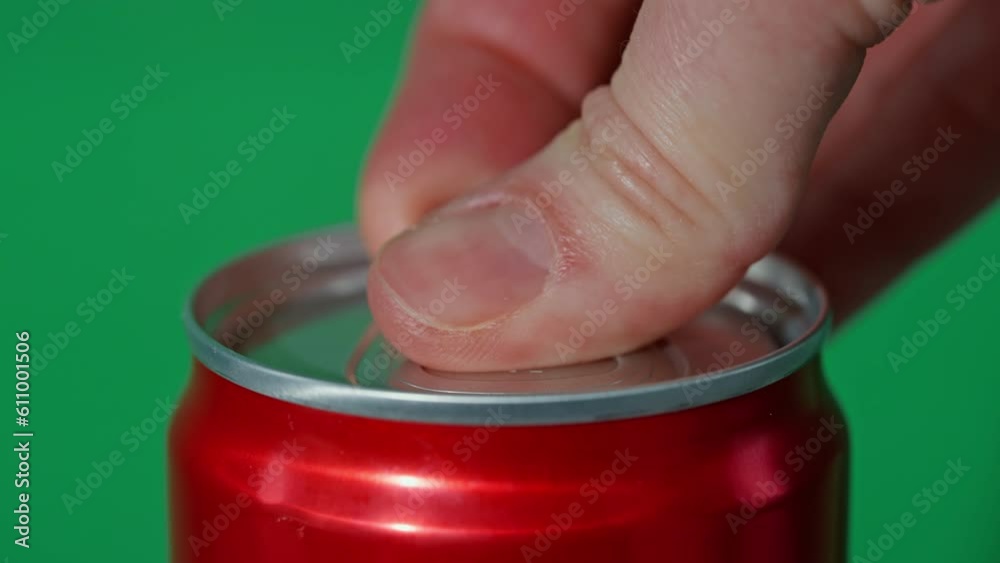 close up details woman opens can of drink slow motion Refreshing Soda ...