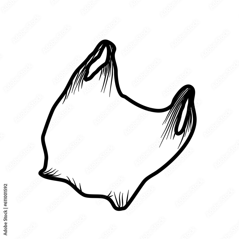 plastic waste grocery market bag line art sketch illustration Stock ...