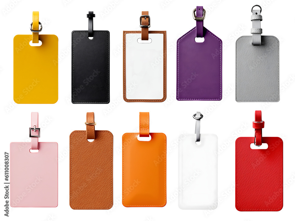 Luggage bag leather tag hanging label. Many assorted different range ...