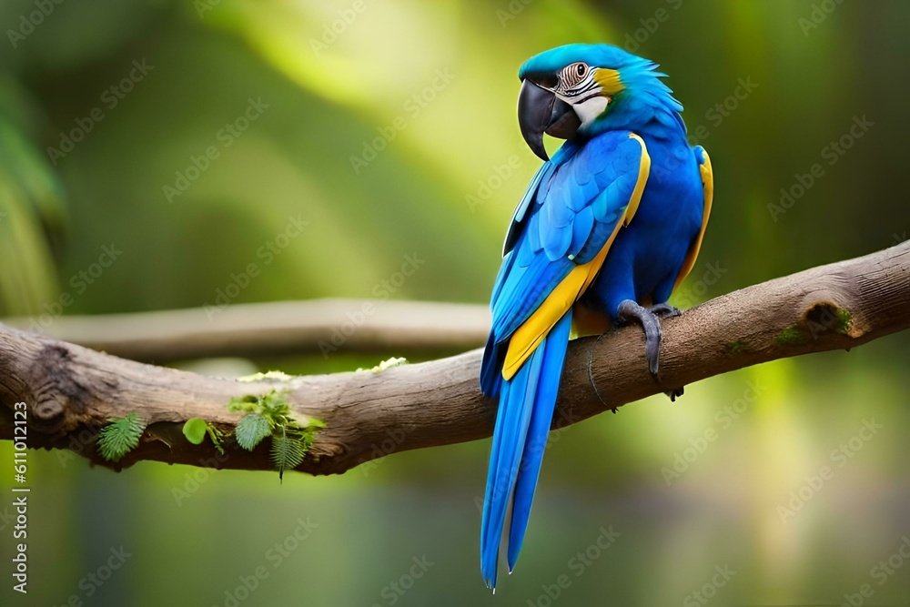 Blue macaws in their natural environment. Concept of preservation of ...