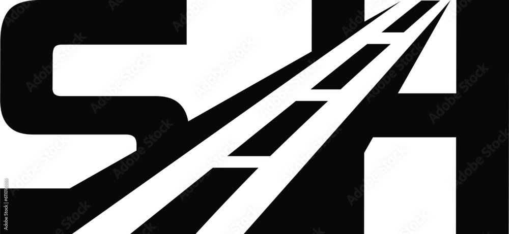 vector SH logo with transport logo Stock Vector | Adobe Stock