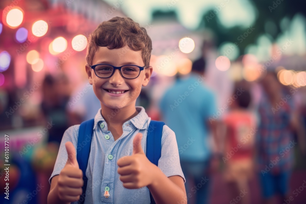 Medium shot portrait photography of a glad kid male with thumbs up ...