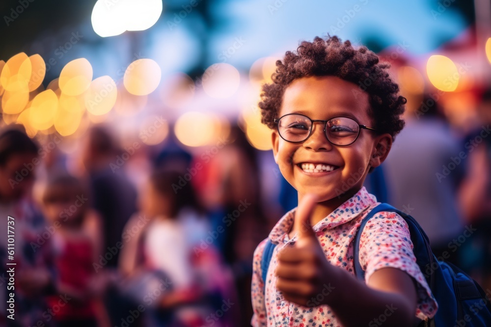 Medium shot portrait photography of a glad kid male with thumbs up ...