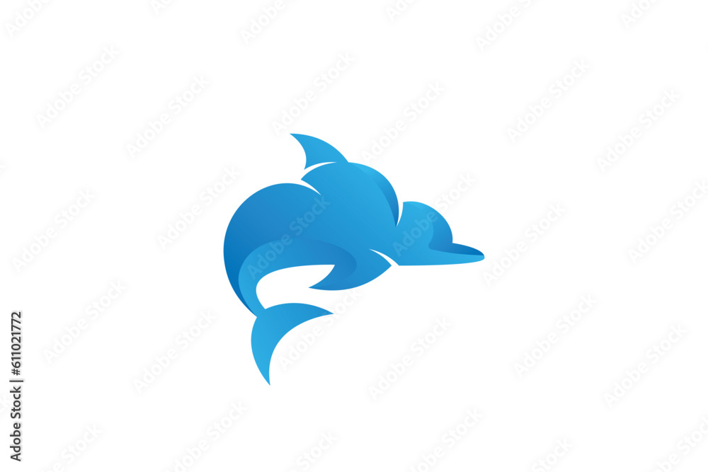 Creative logo design depicting a dolphin shaped like a clowd - Logo ...