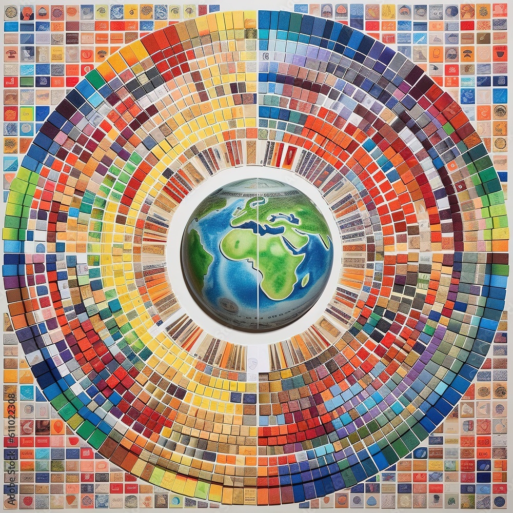 planet earth with circles of colors in a mosaic style - generative AI ...