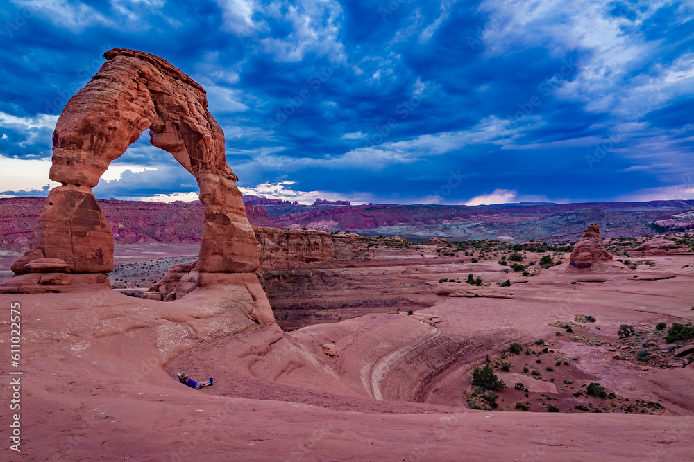 Spectacular arch like an ogive shaped door, overlooking the landscape ...