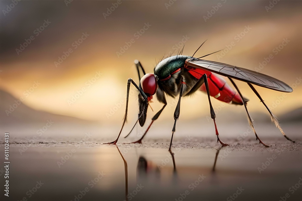 Dengue fly, parasite. Health care. Created with generative Ai ...