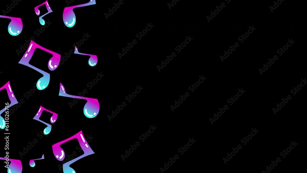 Animated Hand Drawn Music Symbol Frame Design Glowing Neon Colors Led ...
