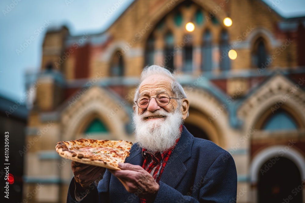 Medium shot portrait photography of a glad old man holding a piece of ...