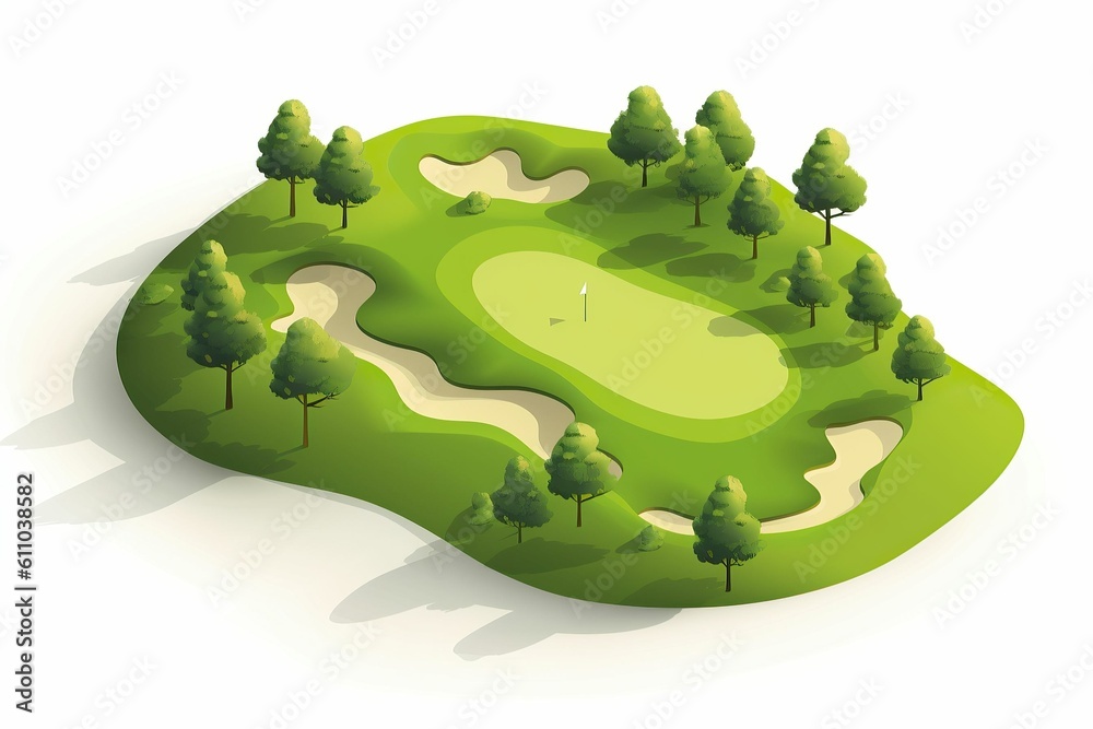 The illustration of Golf course, AI contents by Midjourney Stock ...