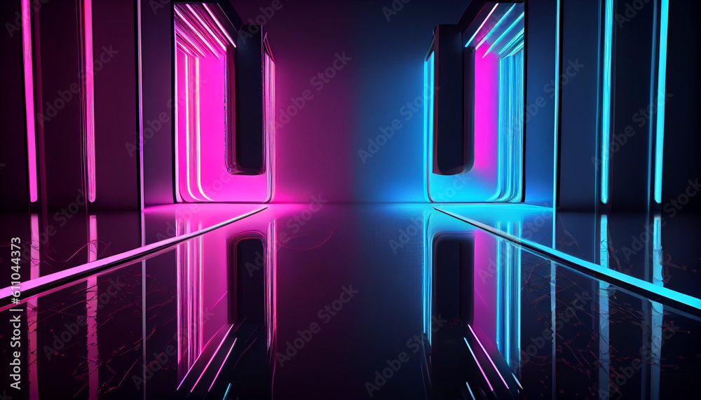 3d render abstract neon background Ai generated image Stock ...