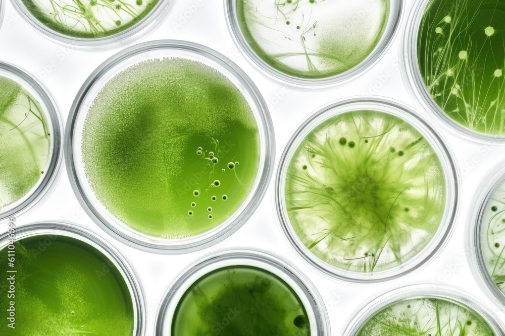 Algae, microalgae in petri dishes research in laboratories ...