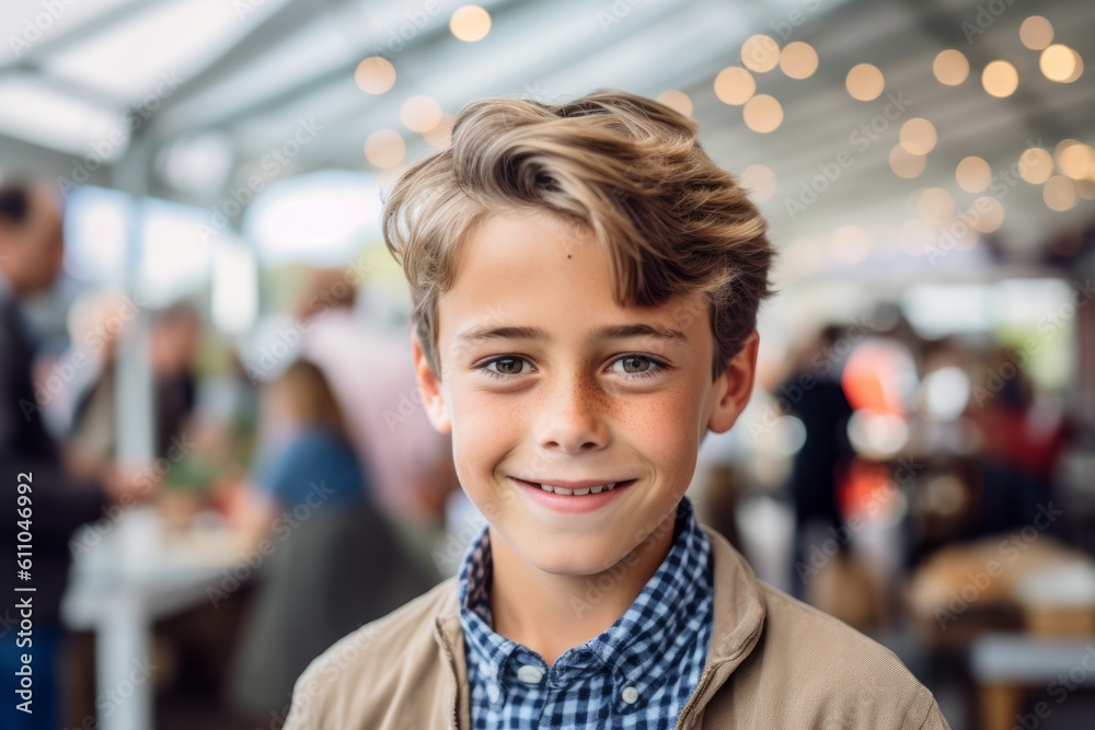 Medium shot portrait photography of a satisfied mature boy smiling ...