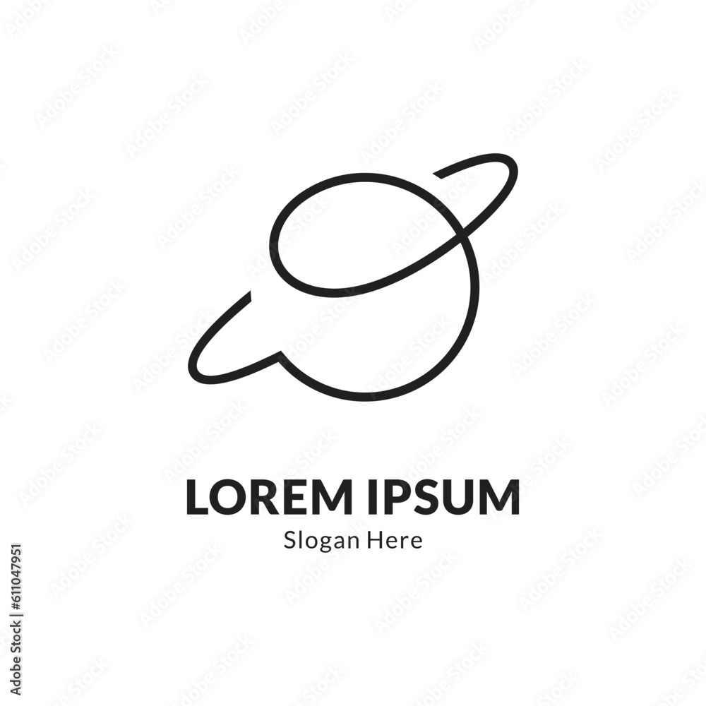 planet saturn logo in minimalist and simple line art style Stock Vector ...
